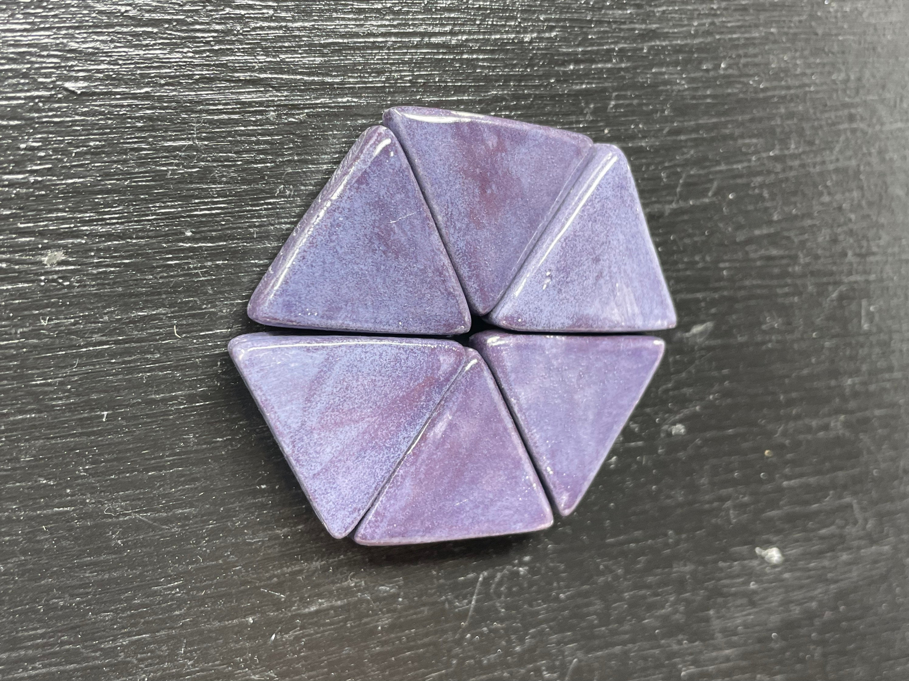 Small Purple Ceramic Triangle Magnets Set / Purple Triangle Fridge ...