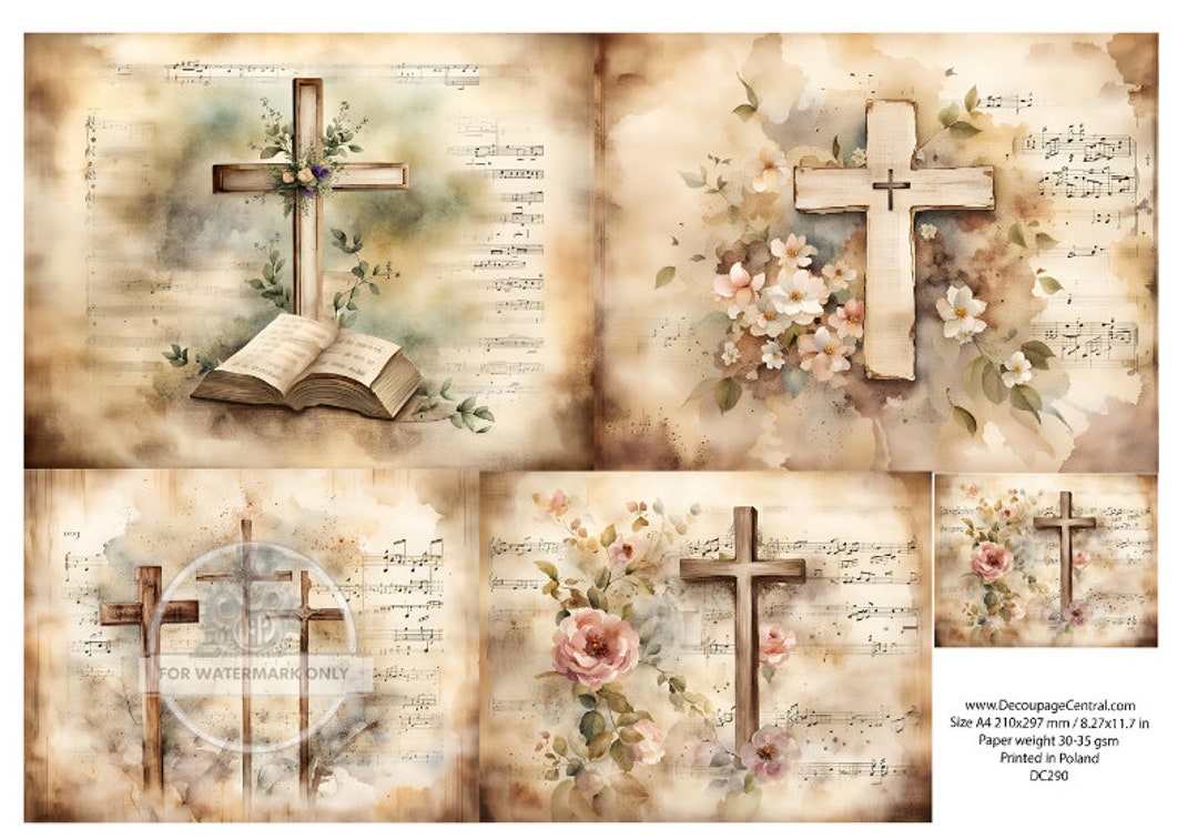 A4 Crosses Rice Paper - Faith, Cross, Floral, Bible - Etsy