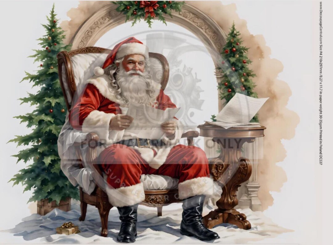 A4 Santa and His List Rice Paper - Christmas - Etsy