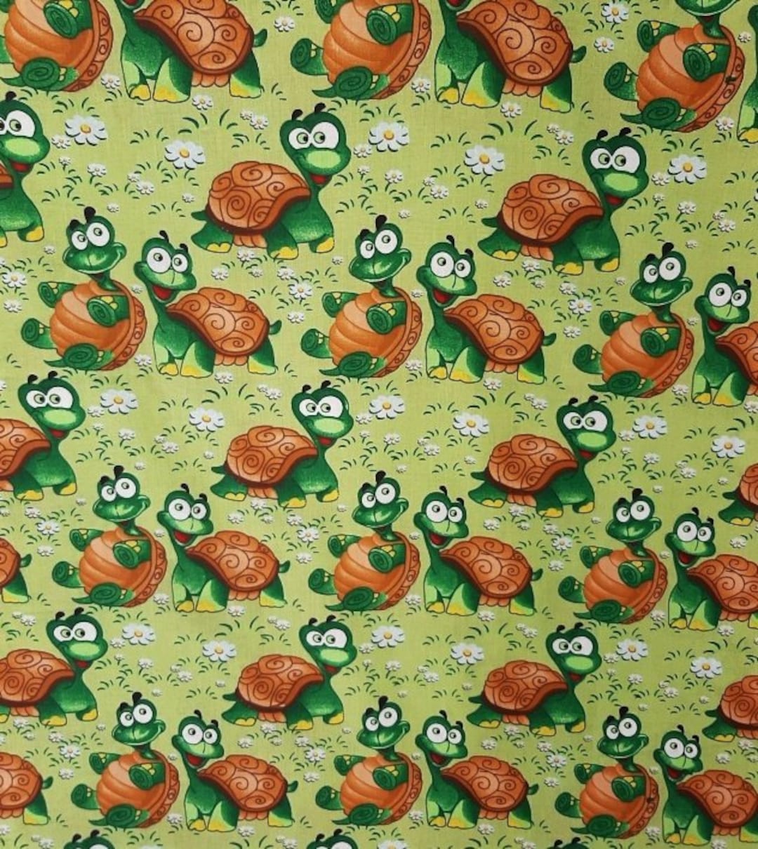 Goofy Turtles Fabric by the Half Yard. 100% Cotton. - Etsy