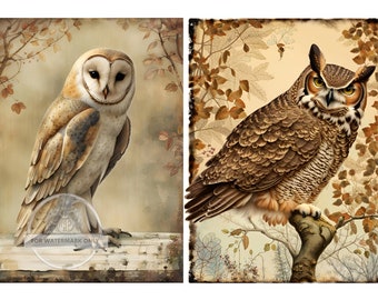 Decoupage Creatives, Rice Paper, White, Barn, Owls, Winter, Forest ...