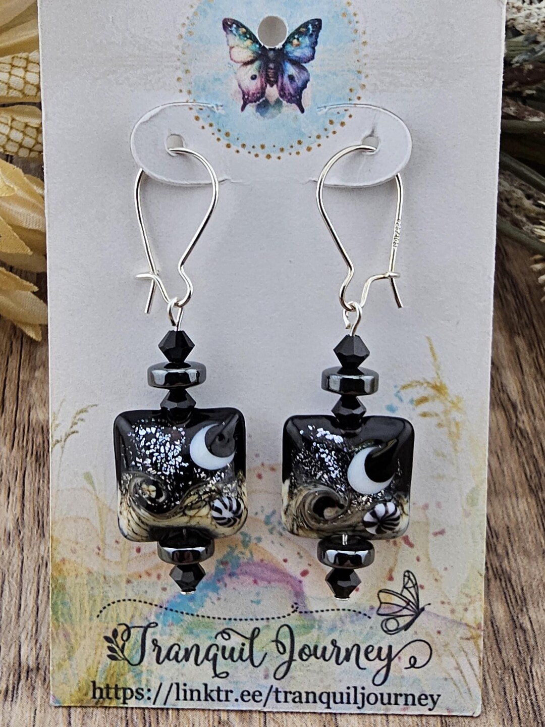 SF Celestial Night Artisan Glass Earrings, Lampwork Glass Bead ...