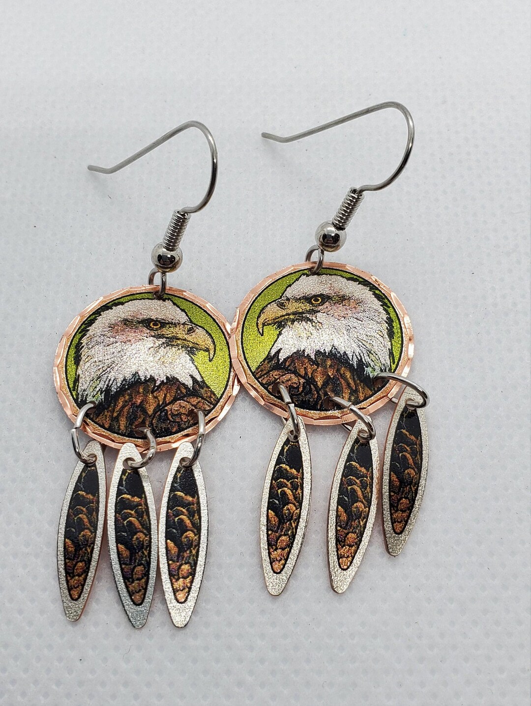 EA - Beautiful Bald Eagle COPPER Earrings - Surgical Steel Hypo ...
