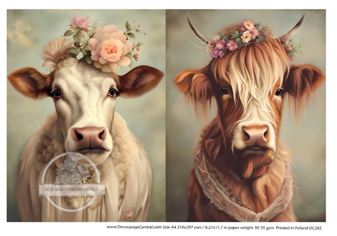 A4 Dressed up Cows Rice Paper - Etsy