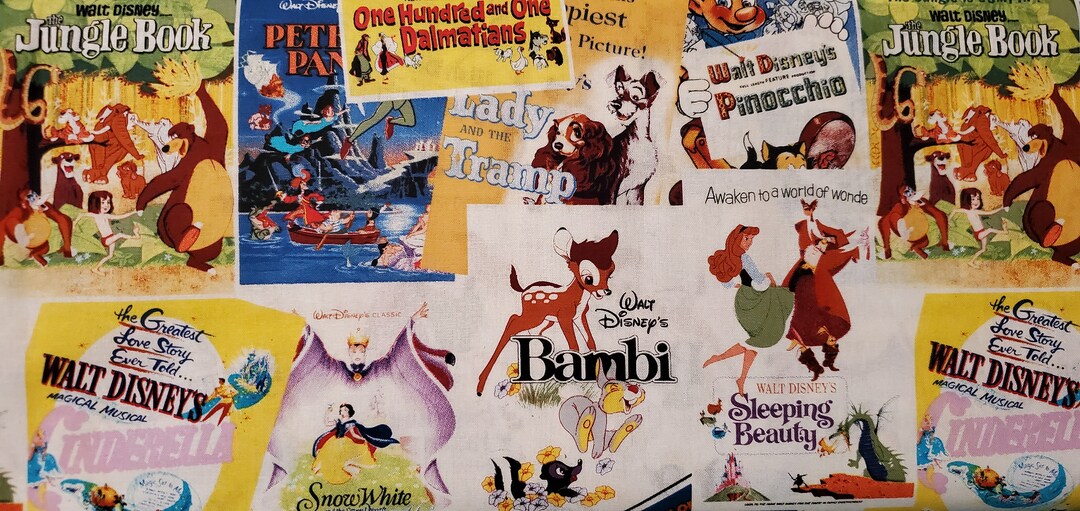 Disney Greatest Love Story Movie Panels Fabric by the Half Yard. 100% ...