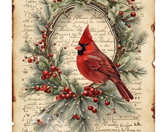 RED CARDINAL Rice Paper for Decoupage Size A4 Christmas Collection - Etsy