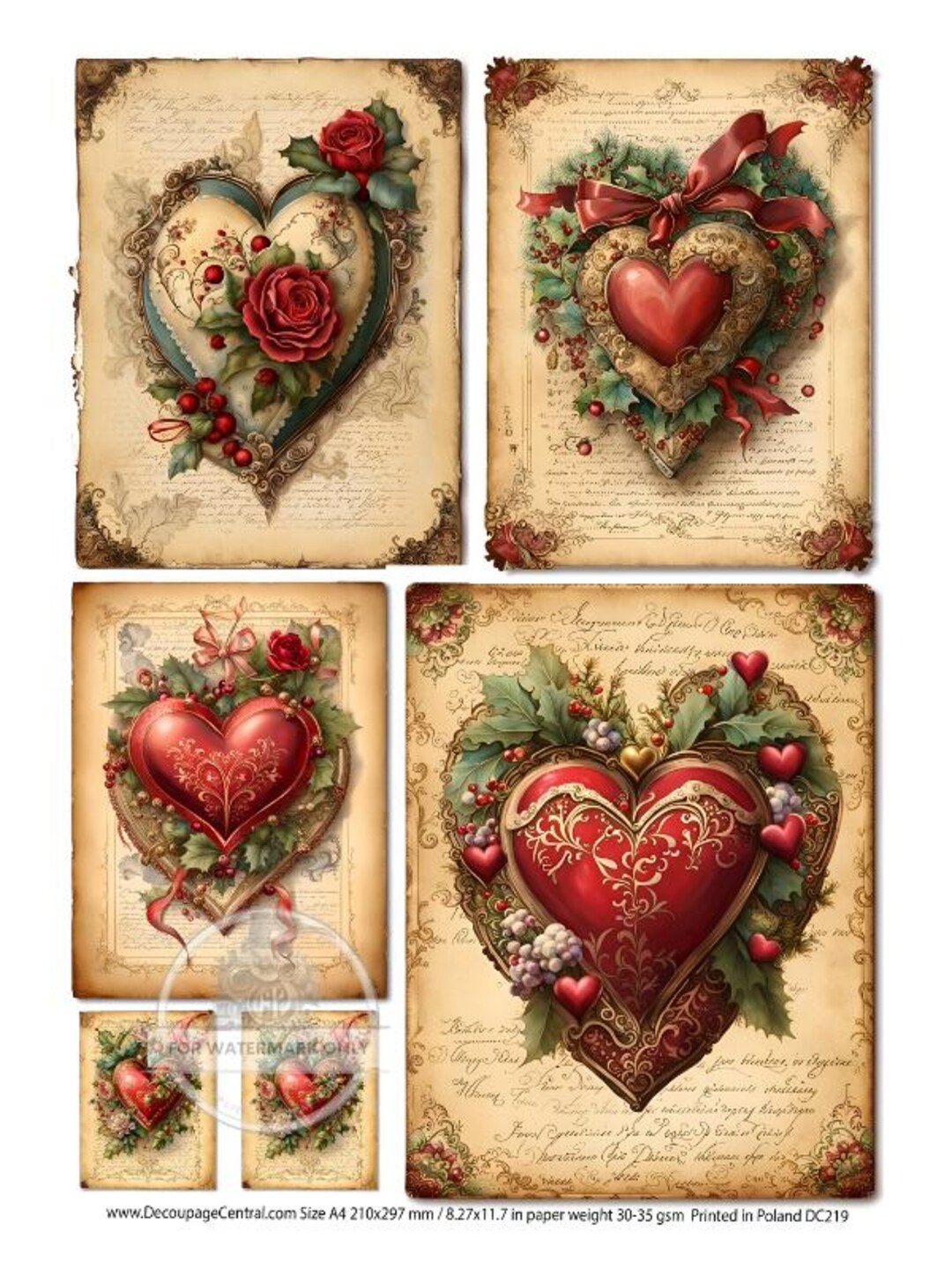 A4 Heart Christmas Decoupage Rice Paper - Etsy