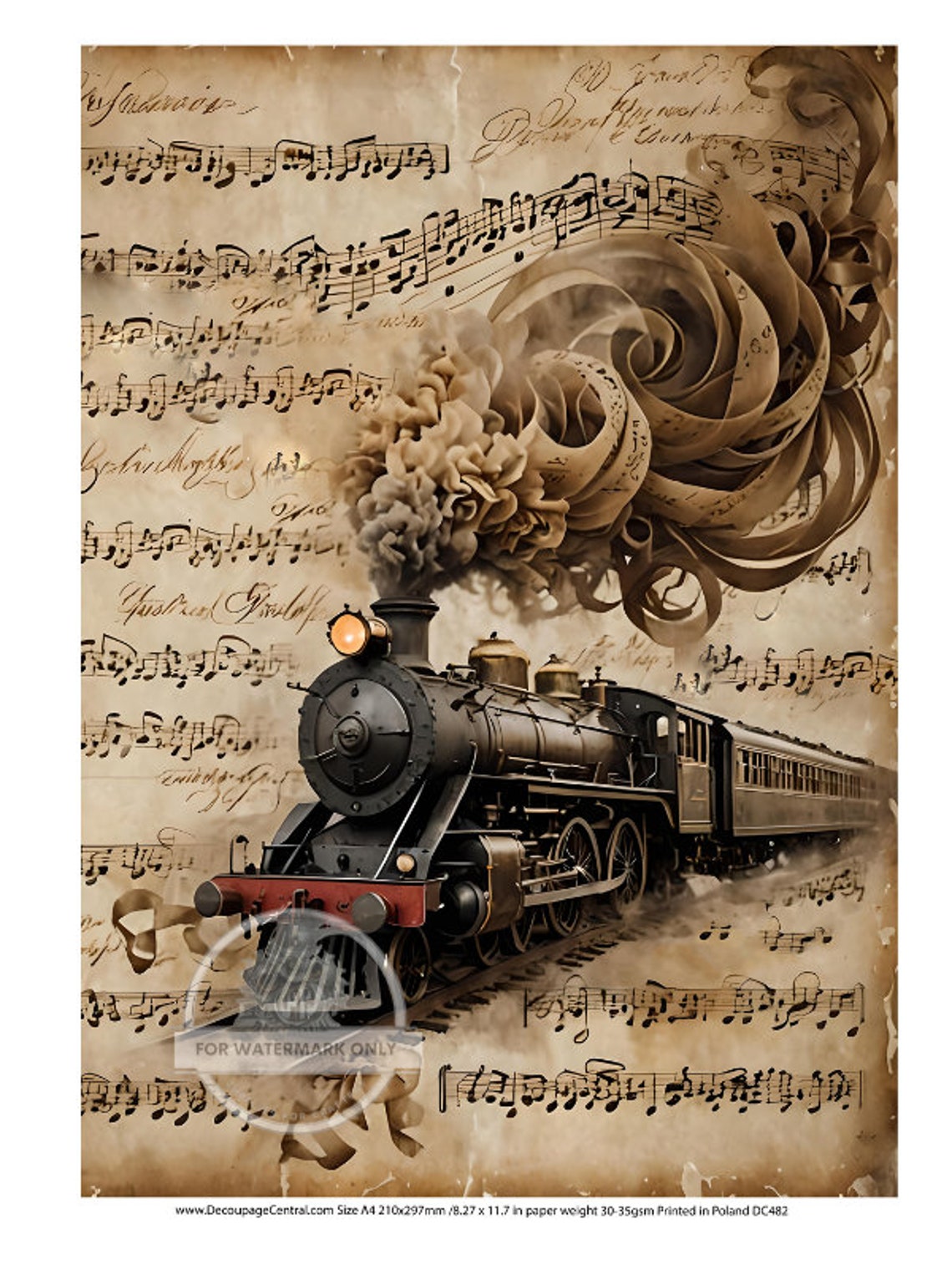 A4 Musical Steam Engine Rice Paper - Etsy
