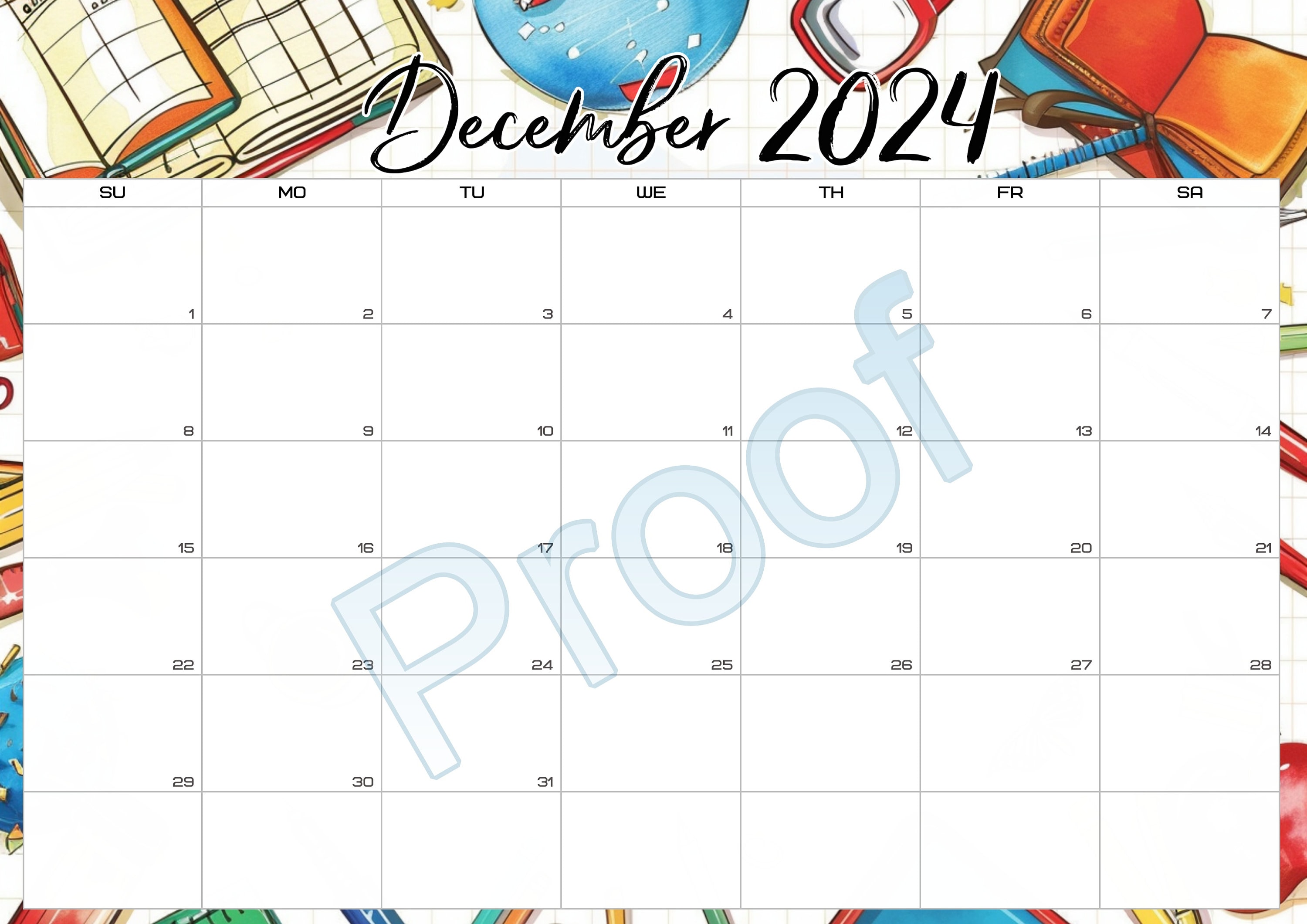 Blank School Calendar 2024-2025 (august to June)- Printable, Digital ...