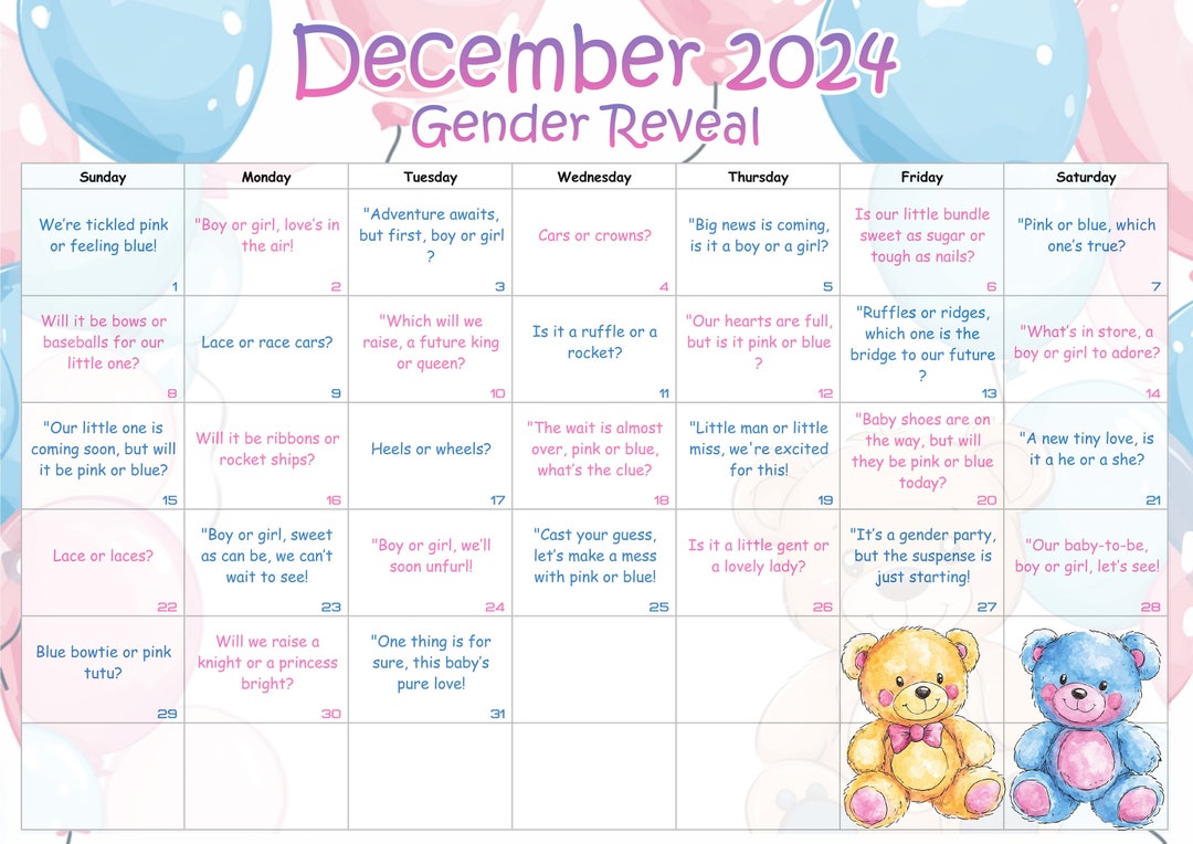Gender Reveal Calendar | Its a Girl ||scratch-off Gender Reveal ...