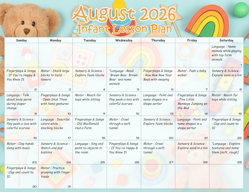 2026 Daily Infant Lesson Plans | Motor Skills, Cognitive Growth, and ...