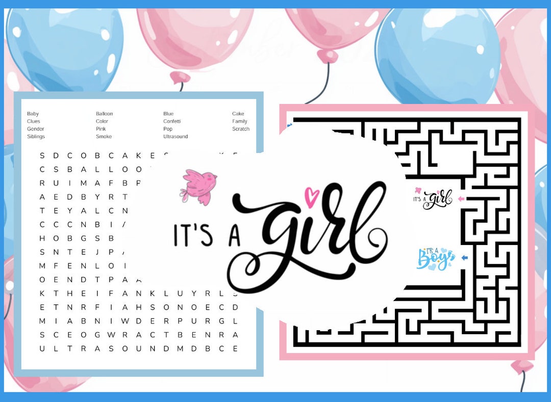 Scratch-off Gender Reveal Fake Party Game | Gender Reveal - Word Search ...