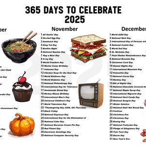 365 Days to Celebrate |celebrations Calendars: Printable Edition | 2025 ...