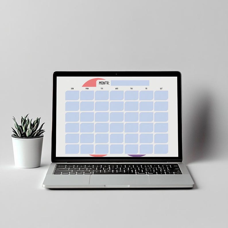 School Theme Undated Monthly Planner Printable - Landscape Format, Cool ...