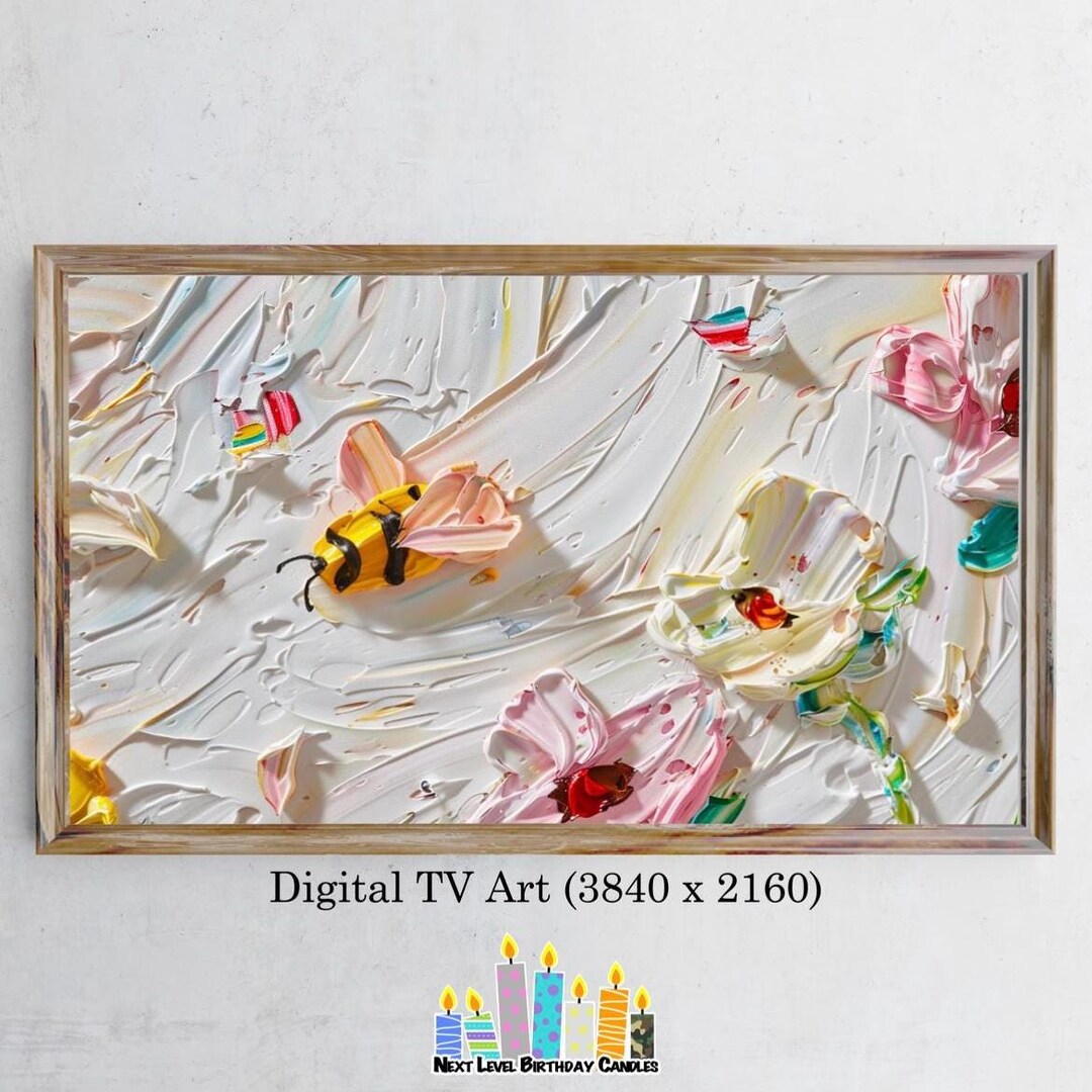 Bee-themed Frame TV Art for Birthday Cake Celebration | Party TV Art ...