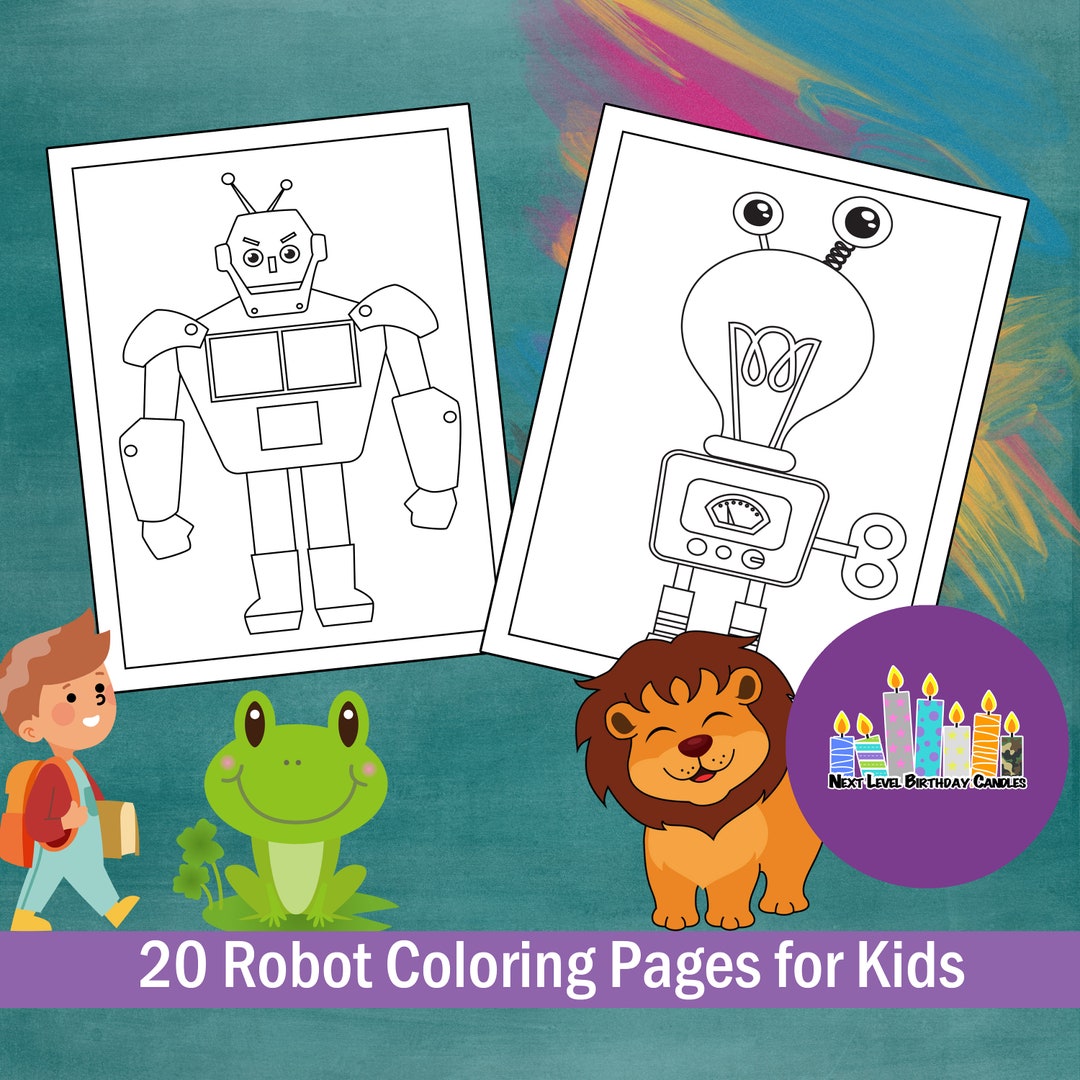 20 Robot Coloring Pages for Kids Instant Printable Sheets Downloadable ...