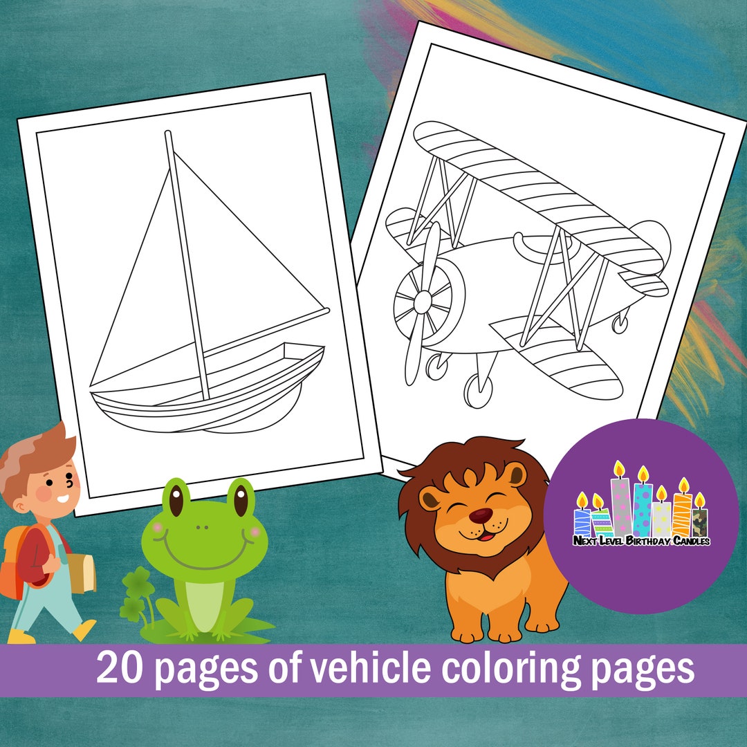 20 Pages of Vehicle Coloring Instant Printable Sheets Downloadable ...