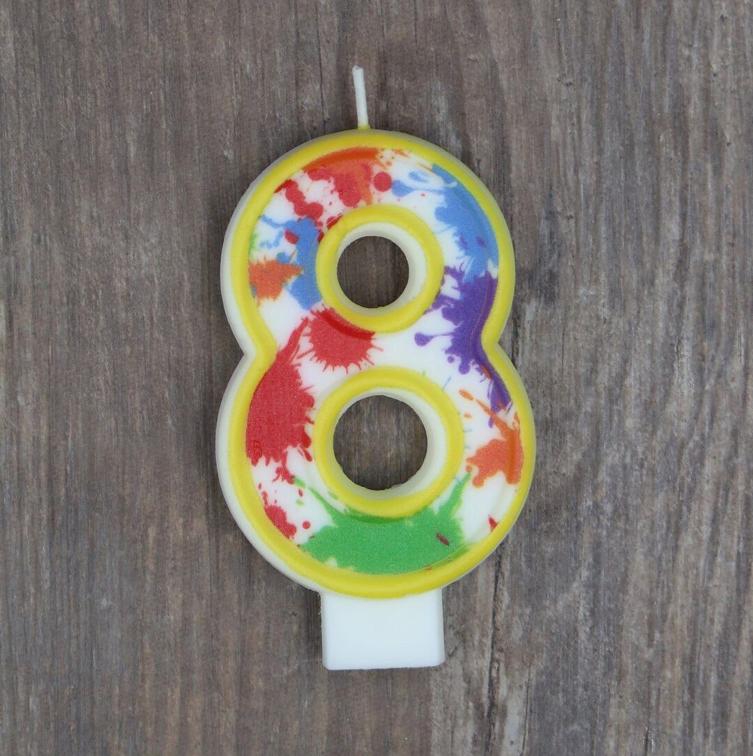 3.5 Inches Paint Splatter Themed Birthday Candle- Any Number! - Etsy