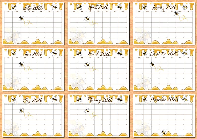 Bumble Bee 2025-2026 (august to December 2026)- Editable ,printable ...