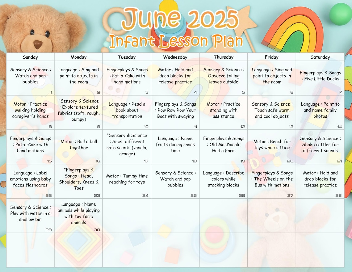 2025/2026 Daily Infant Lesson Plans | Motor Skills, Cognitive Growth ...