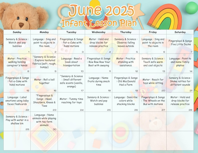 2025/2026 Daily Infant Lesson Plans | Motor Skills, Cognitive Growth ...