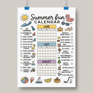 Summer Fun Bucketlist |celebrations Calendars: Printable Edition 8.5 ...
