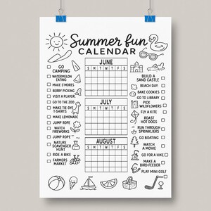 Summer Fun Bucketlist |celebrations Calendars: Printable Edition 8.5 ...