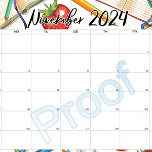 Blank School Calendar 2024-2025 (august to June)- Printable, Digital ...