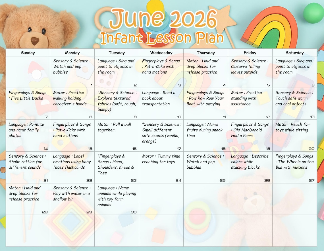 2026 Daily Infant Lesson Plans | Motor Skills, Cognitive Growth, and ...