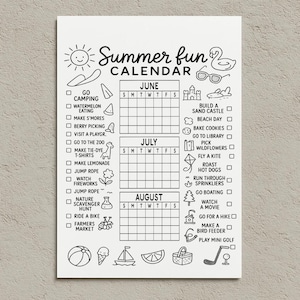 Summer Fun Bucketlist |celebrations Calendars: Printable Edition 8.5 ...