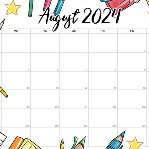 Blank School Calendar 2024-2025 (august 2024 to December 2025 ...