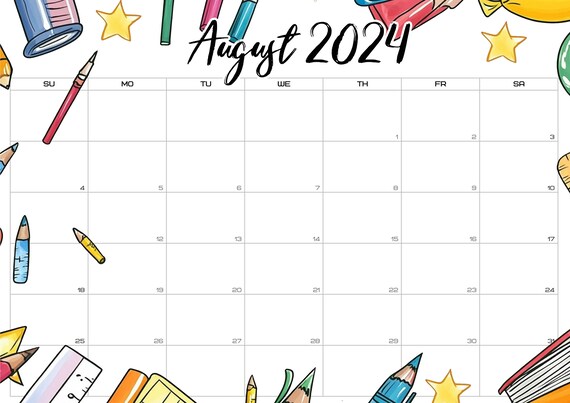Colorful August Calendar 2024