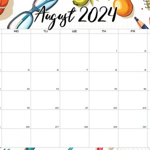 Blank School Calendar 2024-2025 (august to June)- Printable, Digital ...
