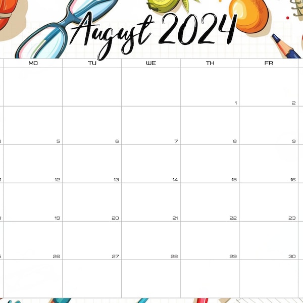 Blank School Calendar 2024 2025 - Etsy UK