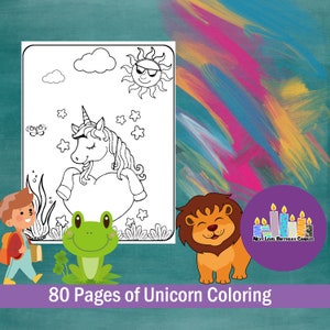 80 Pages of Unicorn Coloring Instant Printable Sheets Downloadable ...