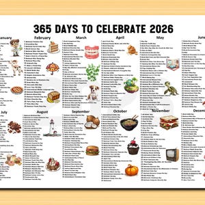365 Days to Celebrate |celebrations Calendars: Printable Edition | 2026 ...