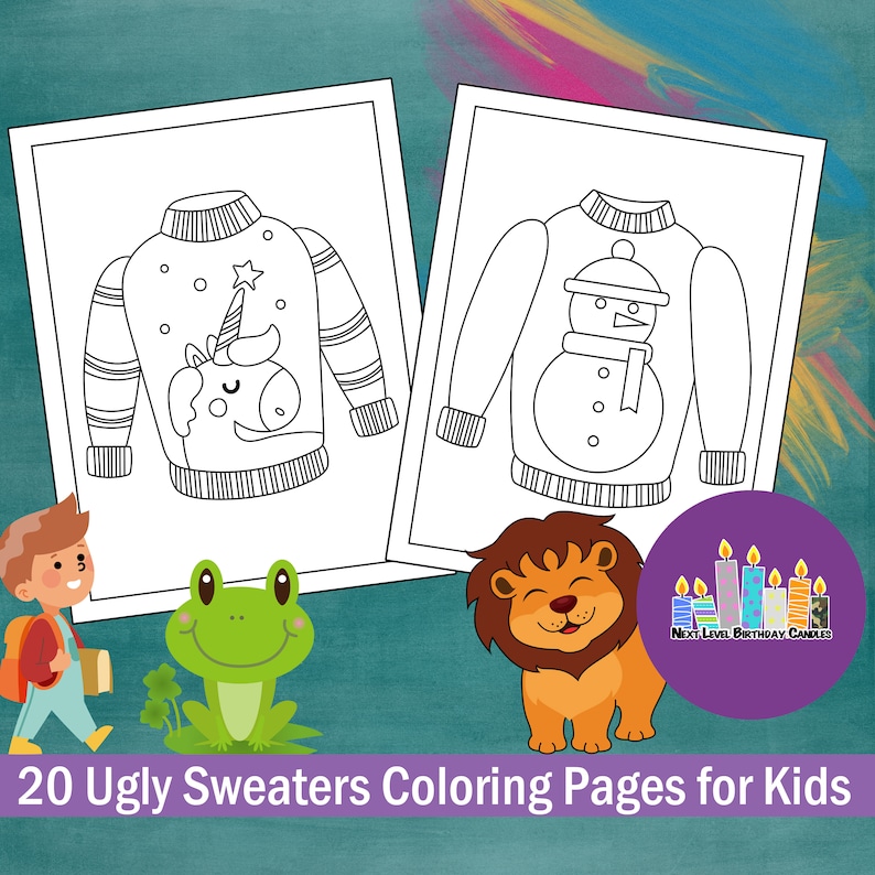 20 Ugly Sweaters Coloring Pages for Kids Instant Printable Sheets ...