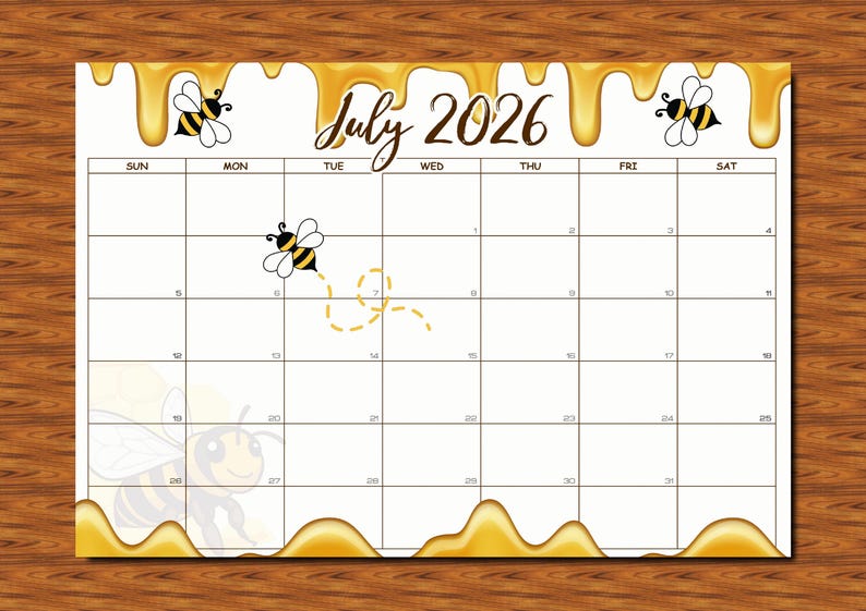 Bumble Bee 2025-2026 (august to December 2026)- Editable ,printable ...