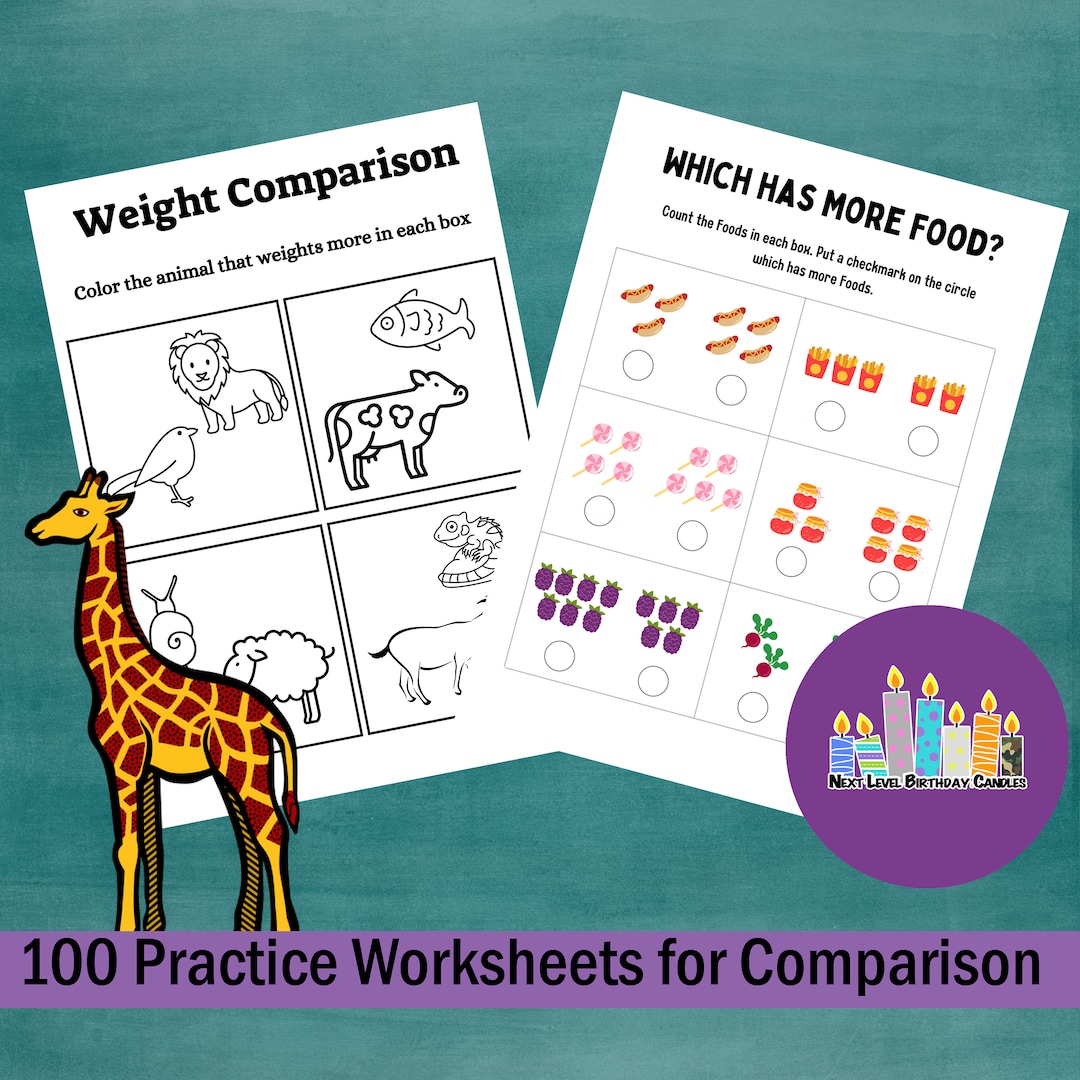 100 Practice Worksheets for Comparison Instant Printable Sheets ...