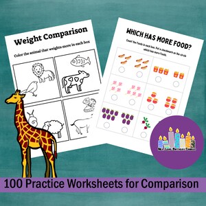 100 Practice Worksheets for Comparison Instant Printable Sheets ...
