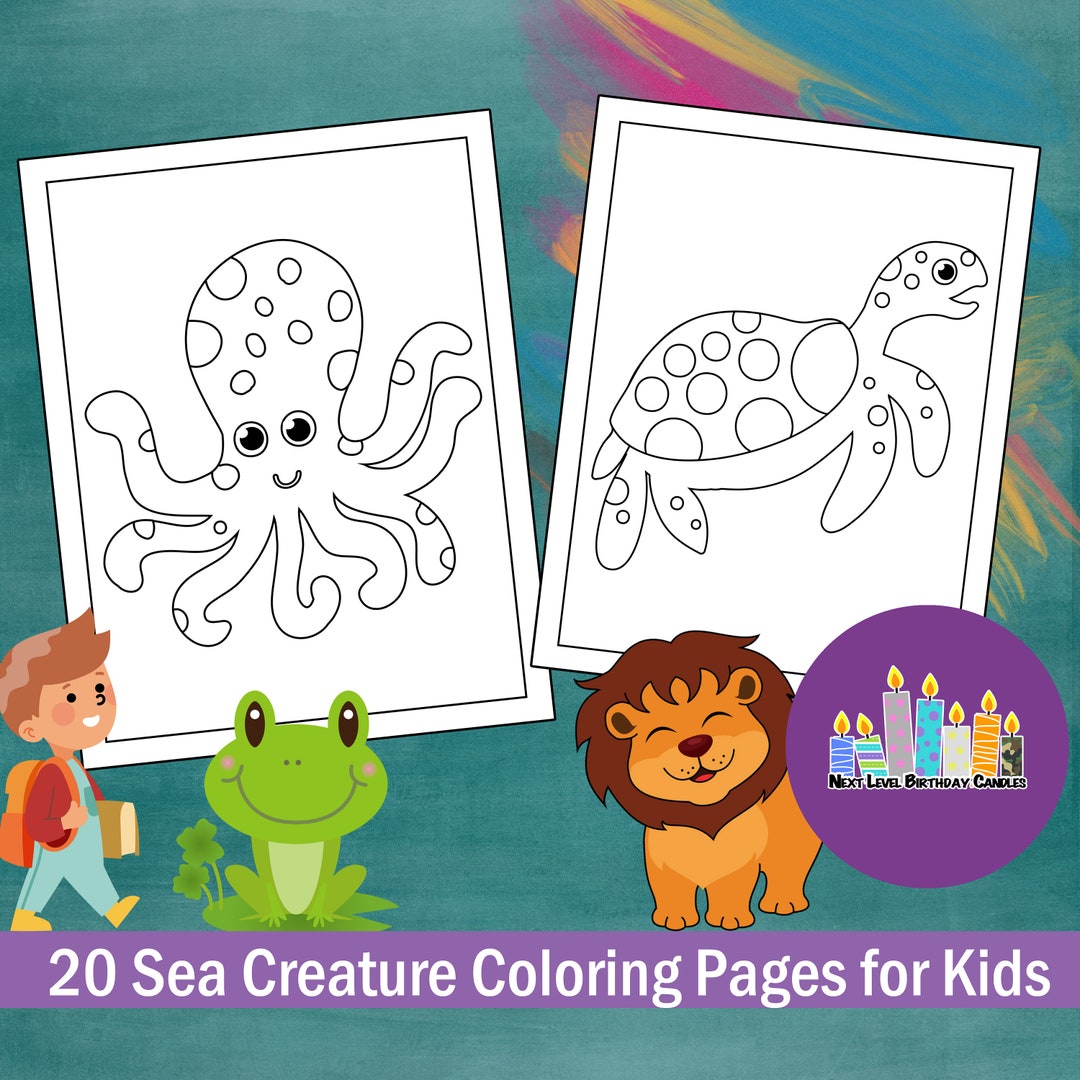 20 Sea Creature Coloring Pages for Kids Instant Printable Sheets ...