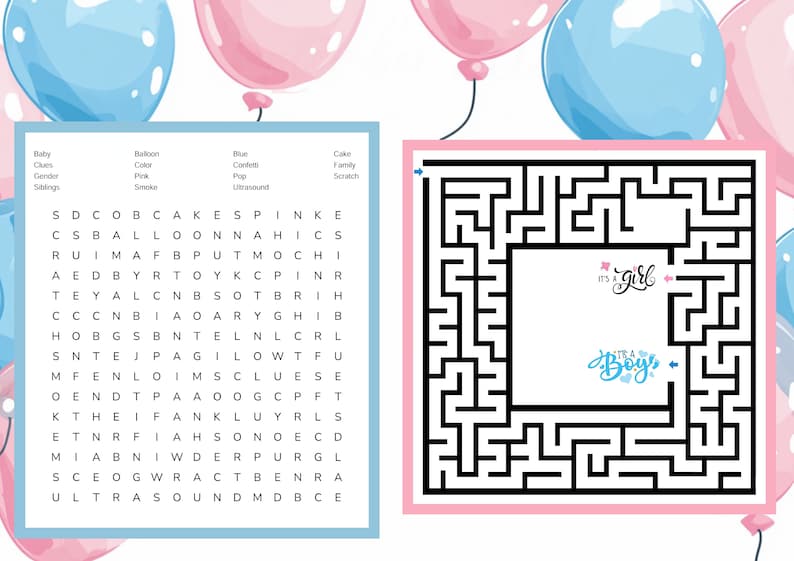 Scratch-off Gender Reveal Fake Party Game | Gender Reveal - Word Search ...