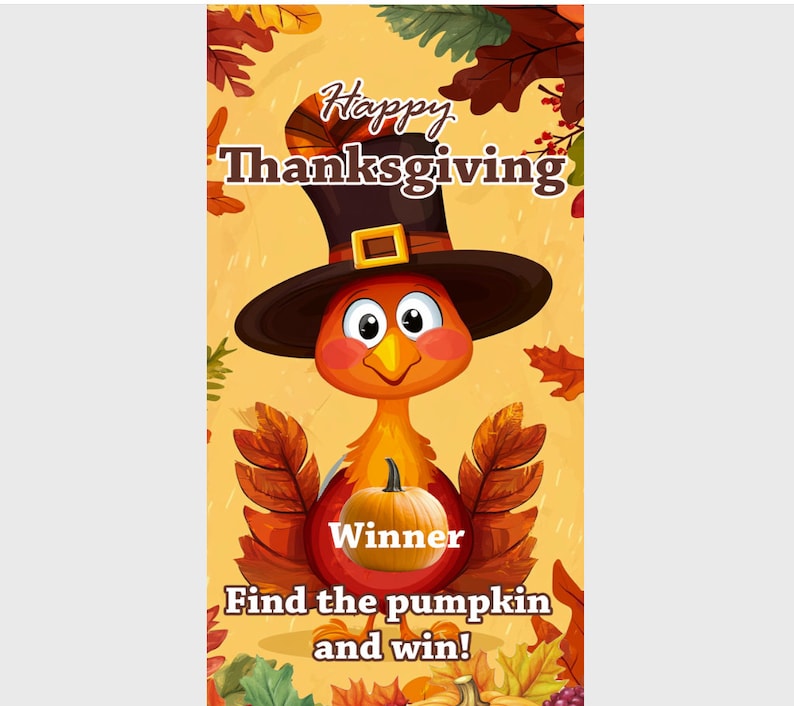 Digital Scratch-off Thanksgiving ,party Games, Pumpkin, Party Supplies ...