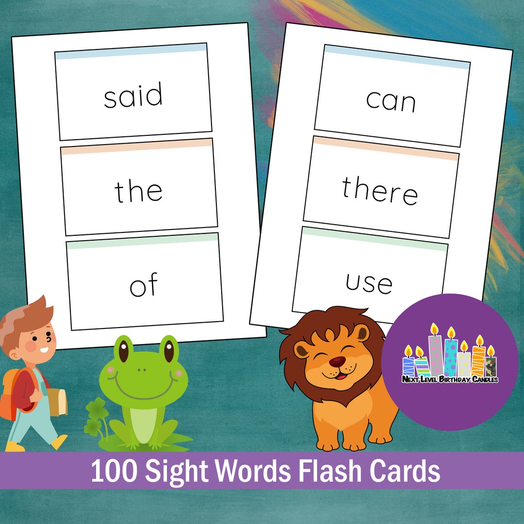 100 Sight Words Flash Cards for Kids Instant Printable Sheets ...