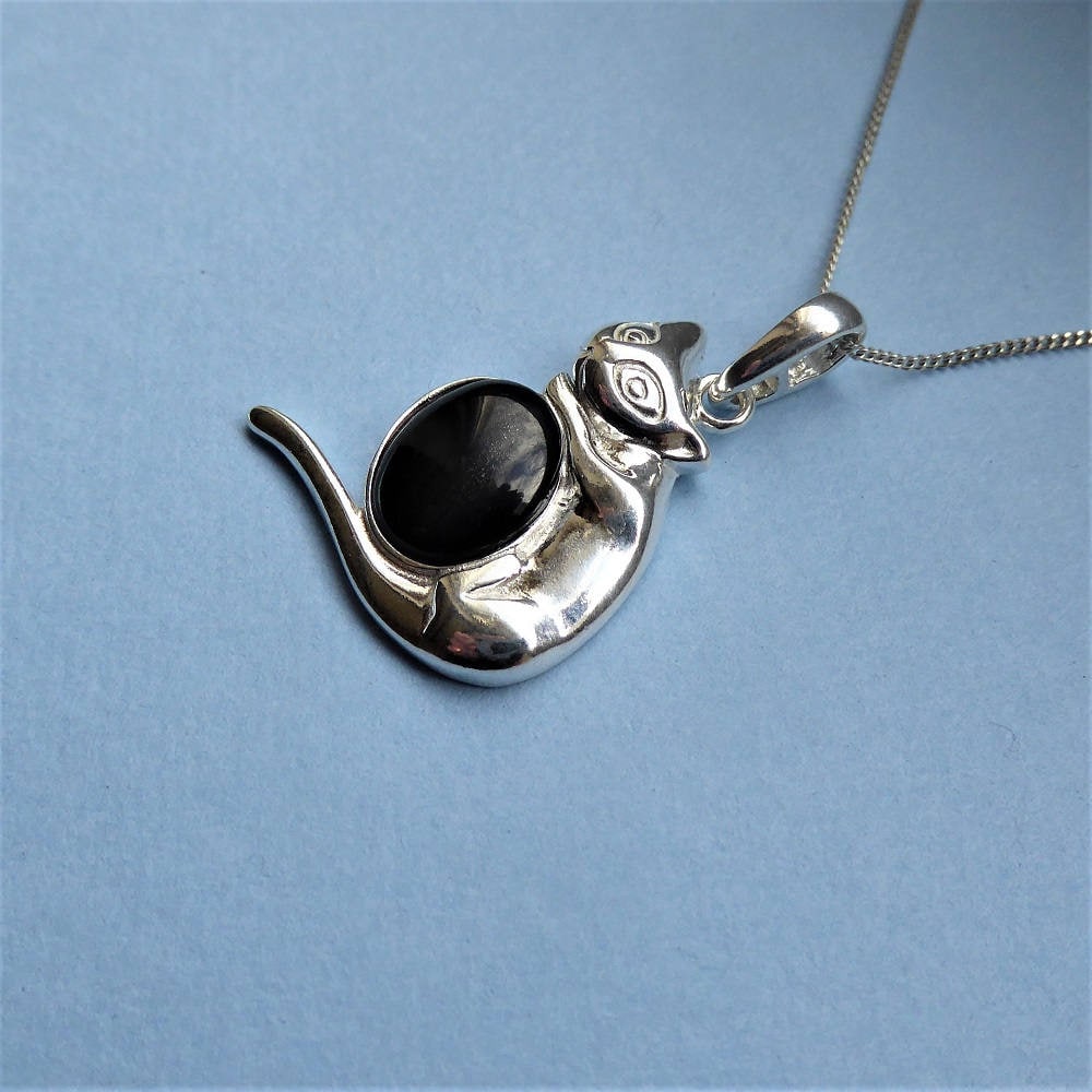 Whitby Jet and Silver Cat - Etsy UK