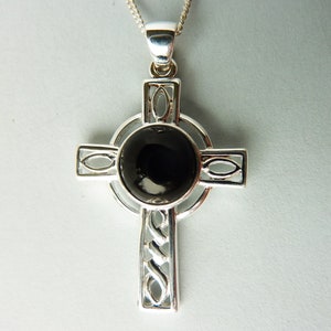 Whitby Jet and Silver Celtic Cross - Etsy UK