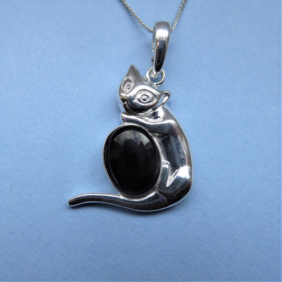 Whitby Jet and Silver Cat - Etsy UK