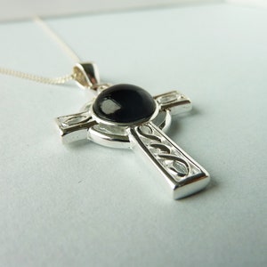 Whitby Jet and Silver Celtic Cross - Etsy UK