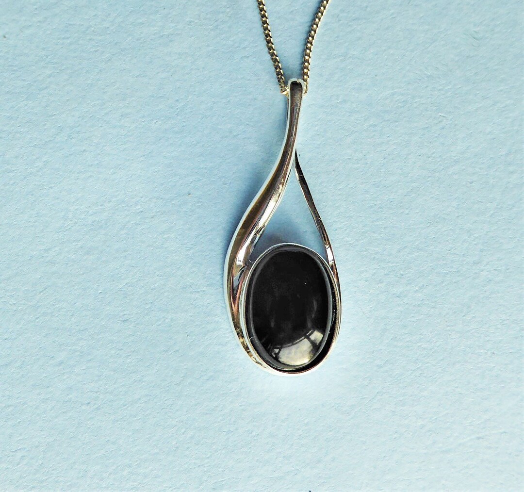 Whitby Jet and Sterling Silver Pendant - Etsy