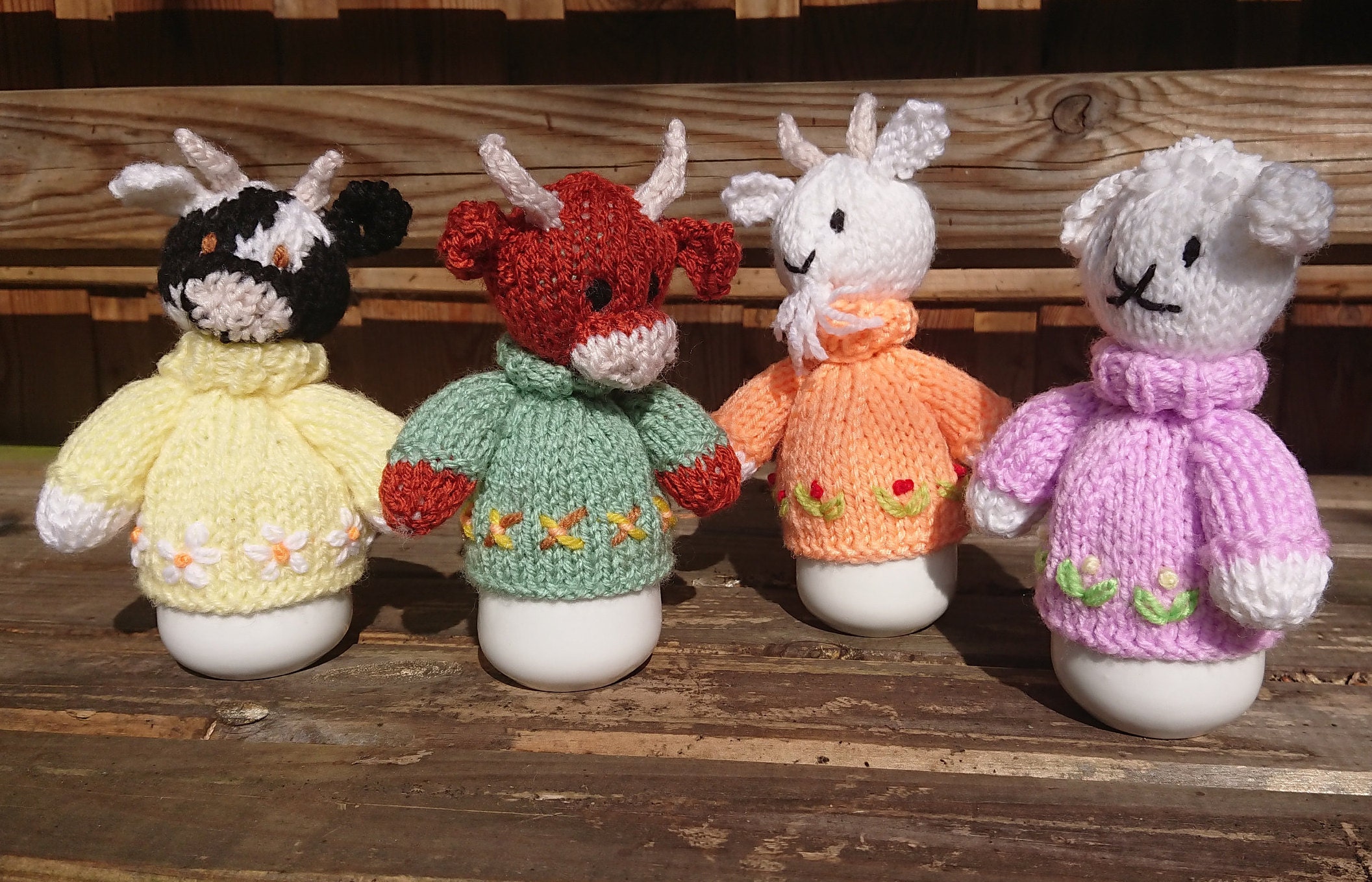 Hand Knitted Character Egg Cosy and Egg Cup Set | Etsy